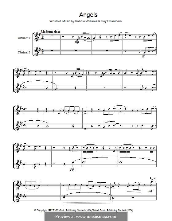 Angels by G. Chambers, R. Williams - sheet music on MusicaNeo