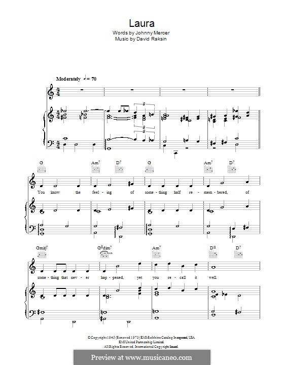 Laura (Frank Sinatra) by D. Raksin - sheet music on MusicaNeo