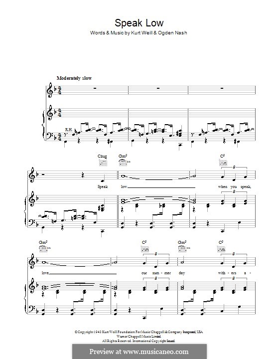 Speak Low by K. Weill - sheet music on MusicaNeo