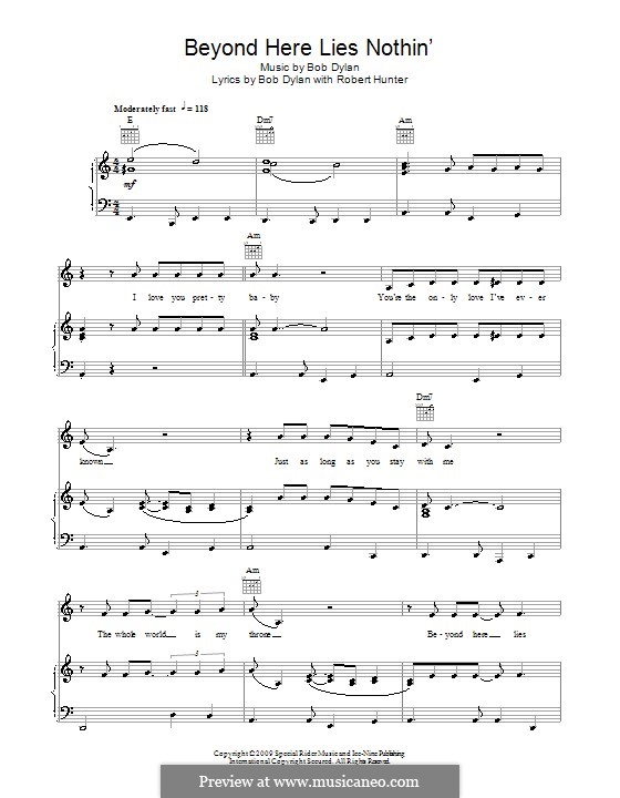 Beyond Here Lies Nothin' by B. Dylan - sheet music on MusicaNeo