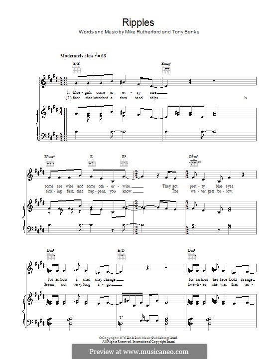 Ripples (Genesis) by T. Banks, M. Rutherford - sheet music on MusicaNeo