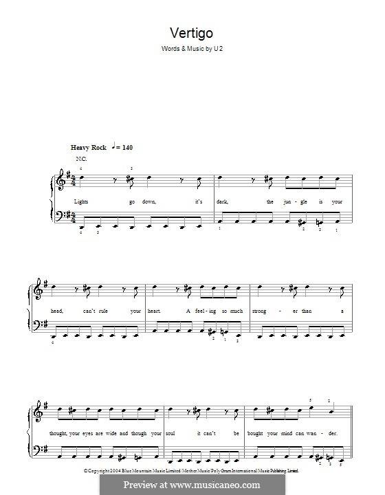 Vertigo by U2 - sheet music on MusicaNeo