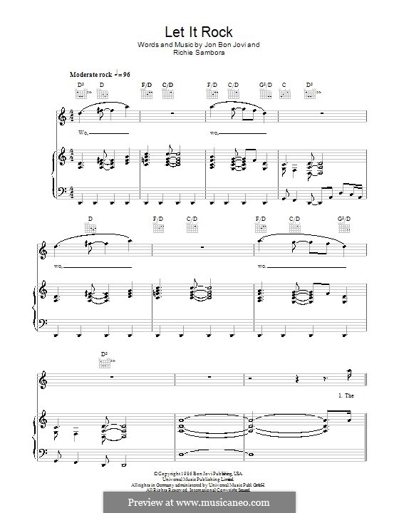 Let It Rock (Bon Jovi) by J.B. Jovi, R. Sambora - sheet music on MusicaNeo