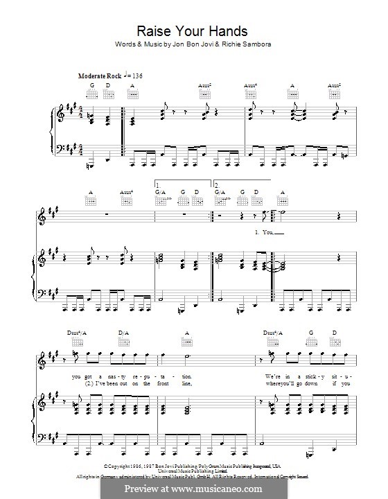 Raise Your Hands (Bon Jovi) by J.B. Jovi, R. Sambora on MusicaNeo