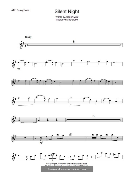 Alto Sax Silent Night Sheet Music