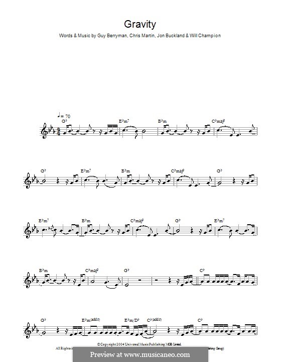 Gravity (Embrace) by C. Martin, G. Berryman, J. Buckland, W. Champion ...