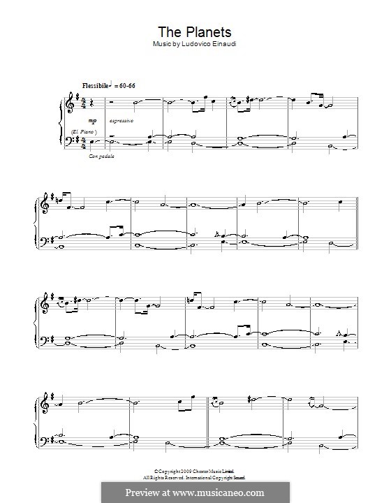 The Planets by L. Einaudi - sheet music on MusicaNeo