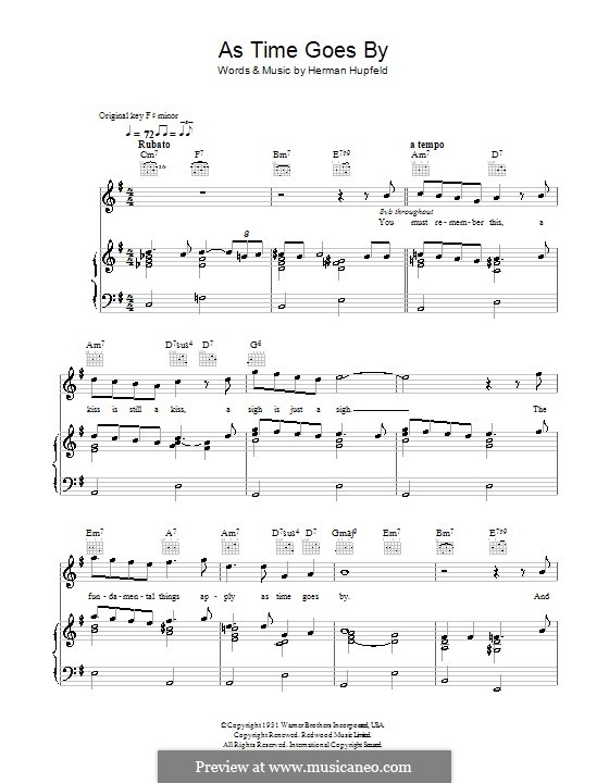 As Time Goes By by H. Hupfeld - sheet music on MusicaNeo