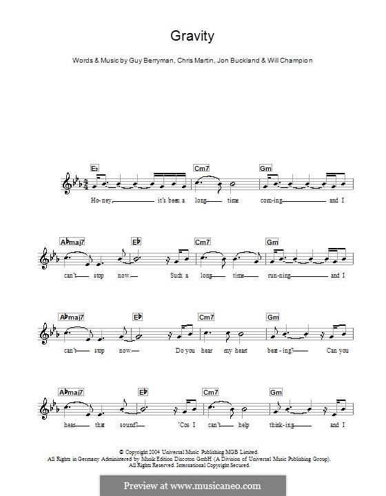 Gravity (Embrace) by C. Martin, G. Berryman, J. Buckland, W. Champion ...