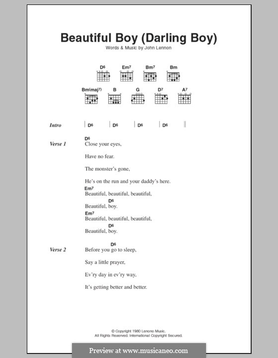 Beautiful Boy (Darling Boy) by J. Lennon - sheet music on MusicaNeo