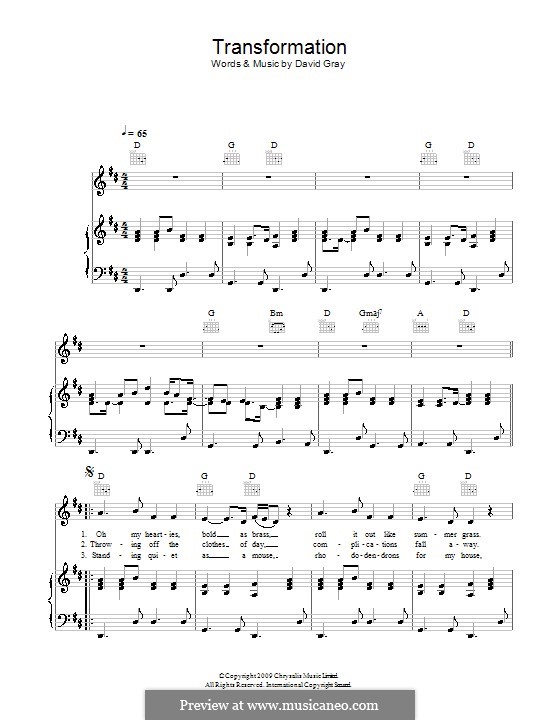Transformation by D. Gray - sheet music on MusicaNeo