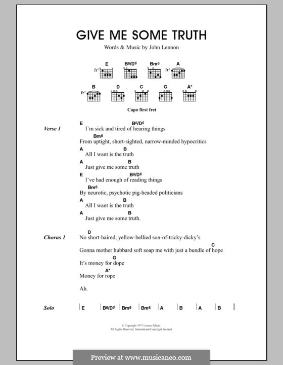 Gimme Some Truth by J. Lennon - sheet music on MusicaNeo