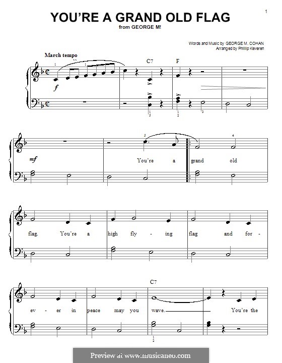 You're a Grand Old Flag by G.M. Cohan - sheet music on MusicaNeo