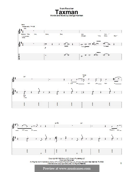 Taxman (The Beatles) by G. Harrison - sheet music on MusicaNeo