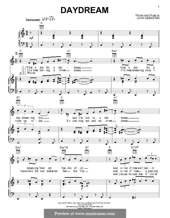 Daydream (The Lovin' Spoonful) by J.B. Sebastian - sheet music on MusicaNeo