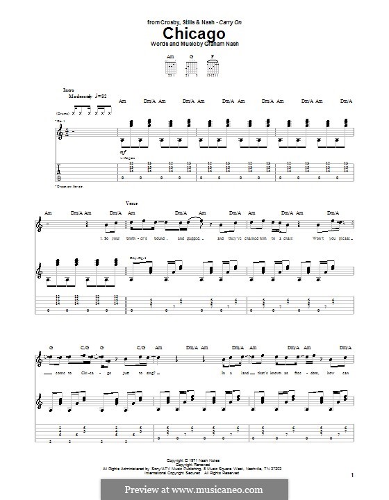 Chicago (Crosby, Stills & Nash) by G. Nash - sheet music on MusicaNeo