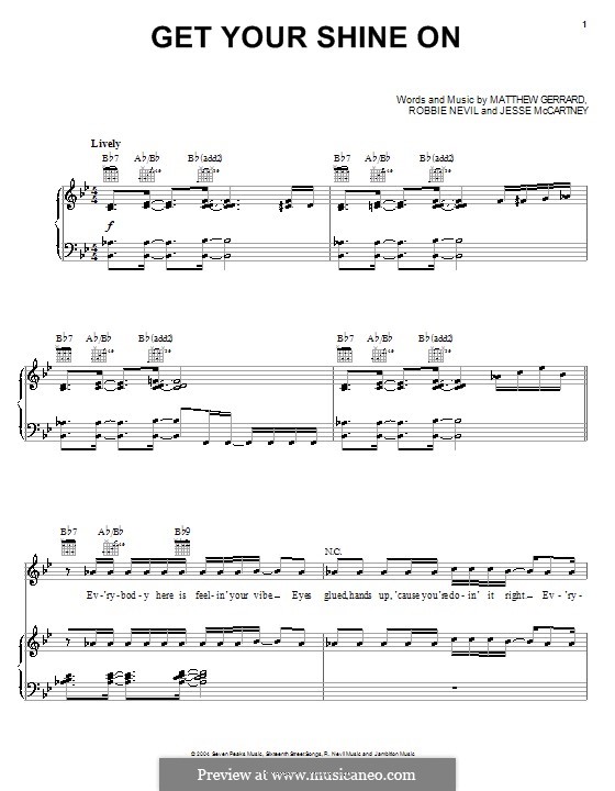 Get Your Shine on (Jesse McCartney) by M. Gerrard, R. Nevil on MusicaNeo