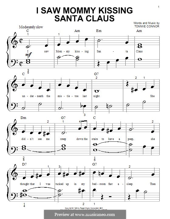I Saw Mommy Kissing Santa Claus, for Piano by T. Connor on MusicaNeo