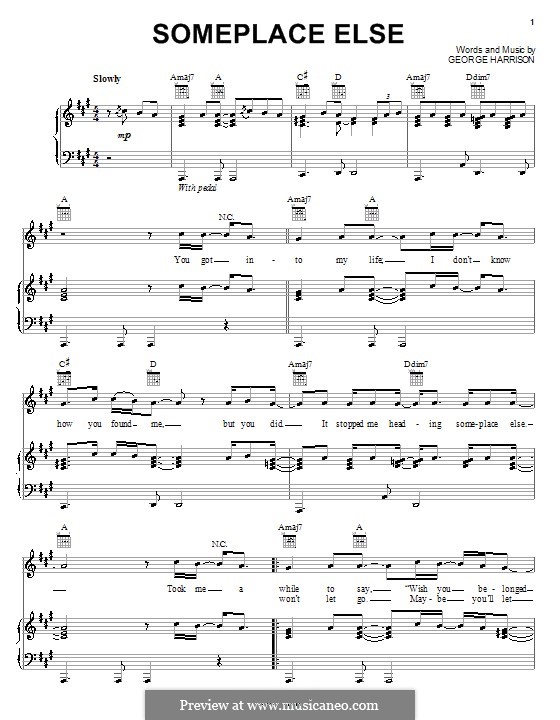 Someplace Else by G. Harrison - sheet music on MusicaNeo