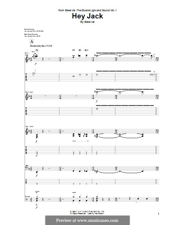 Hey Jack by S. Vai - sheet music on MusicaNeo