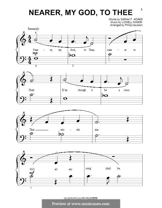 Nearer, My God, To Thee (Printable scores) by L. Mason on MusicaNeo