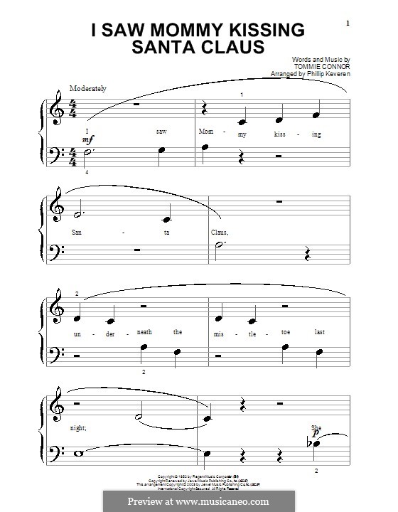I Saw Mommy Kissing Santa Claus, for Piano by T. Connor on MusicaNeo