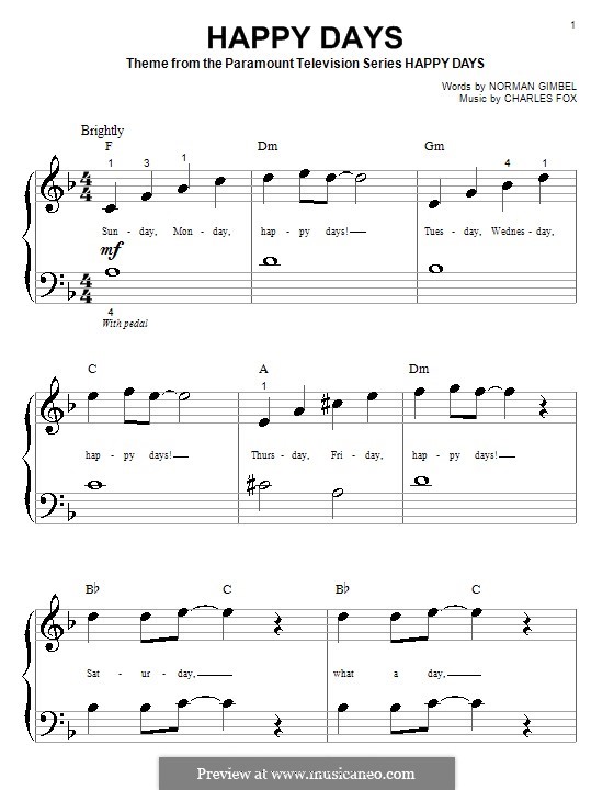 Happy Days by C. Fox - sheet music on MusicaNeo