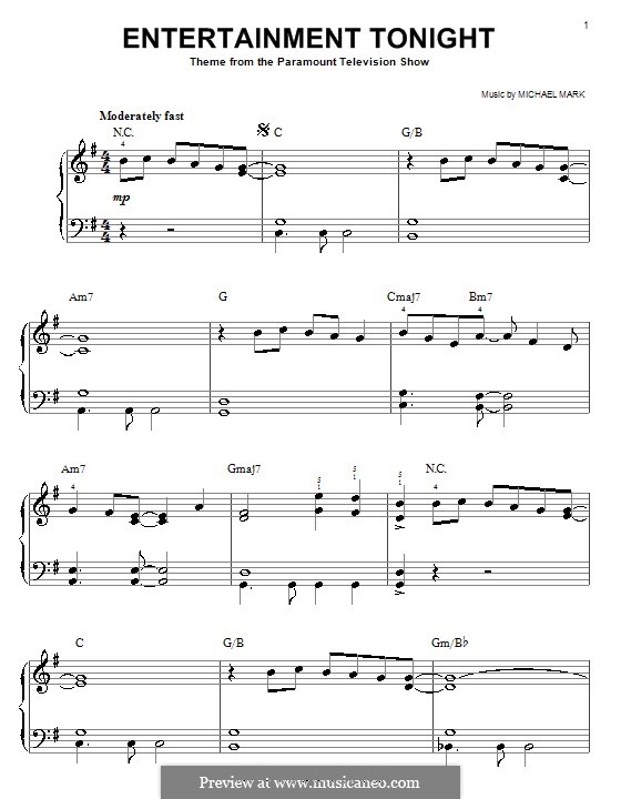 Entertainment Tonight by M. Mark - sheet music on MusicaNeo