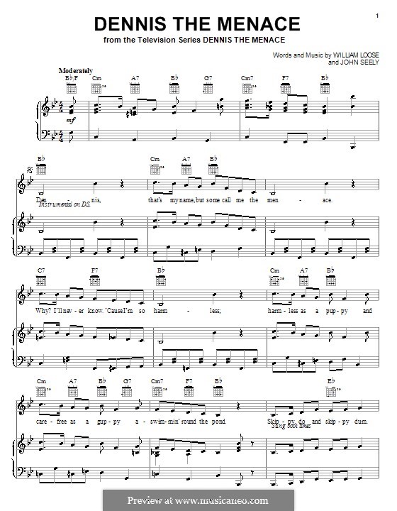 Dennis the Menace by J. Seely - sheet music on MusicaNeo