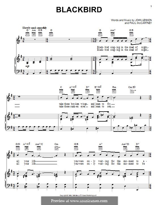 Blackbird The Beatles By J Lennon P Mccartney On Musicaneo
