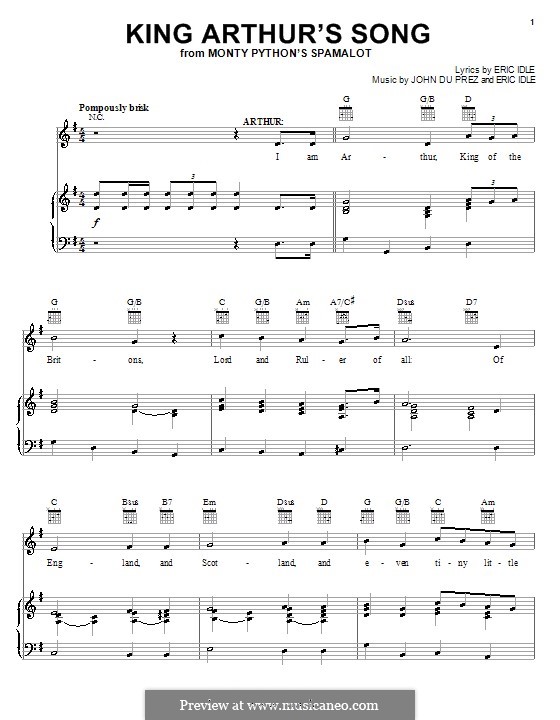King Arthur's Song (from Monty Python's Spamalot) by E. Idle, J.D. Prez ...