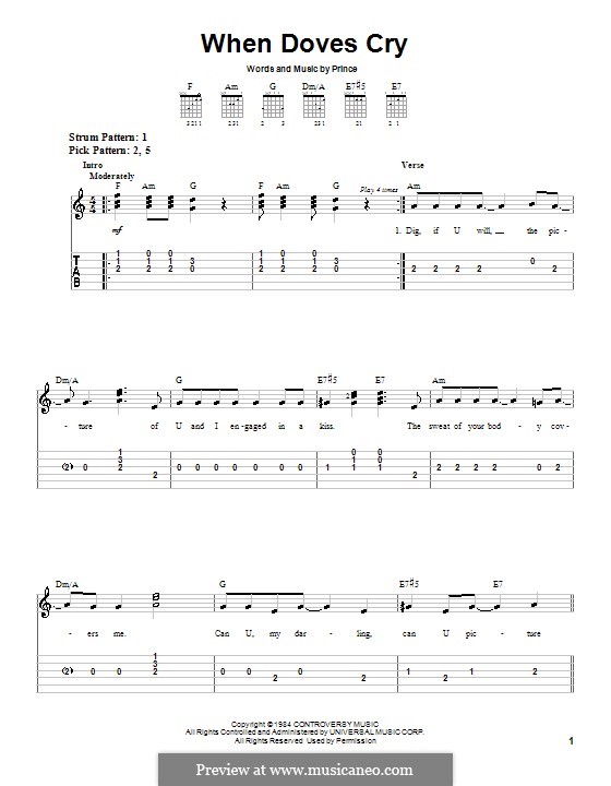 When Doves Cry by Prince - sheet music on MusicaNeo