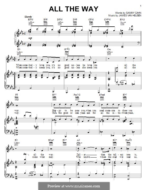 All the Way (Frank Sinatra) by J.V. Heusen - sheet music on MusicaNeo