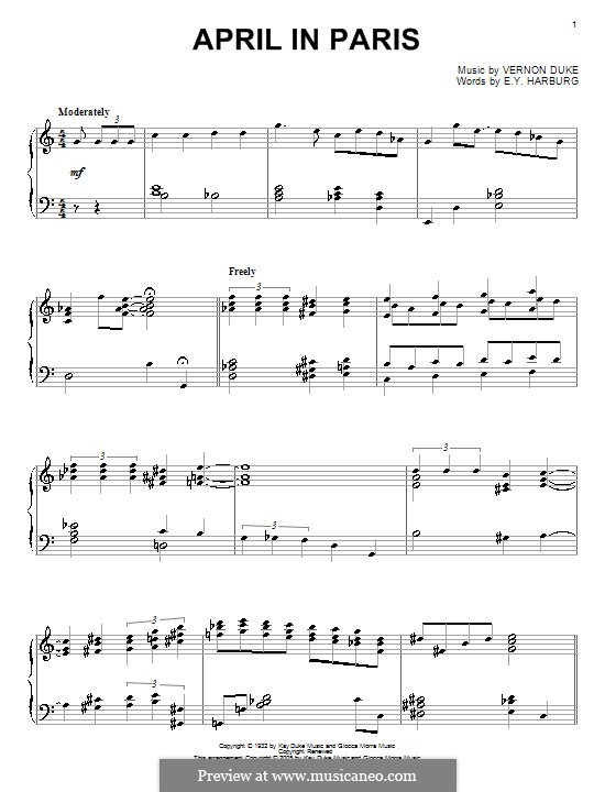 April in Paris by V. Duke - sheet music on MusicaNeo