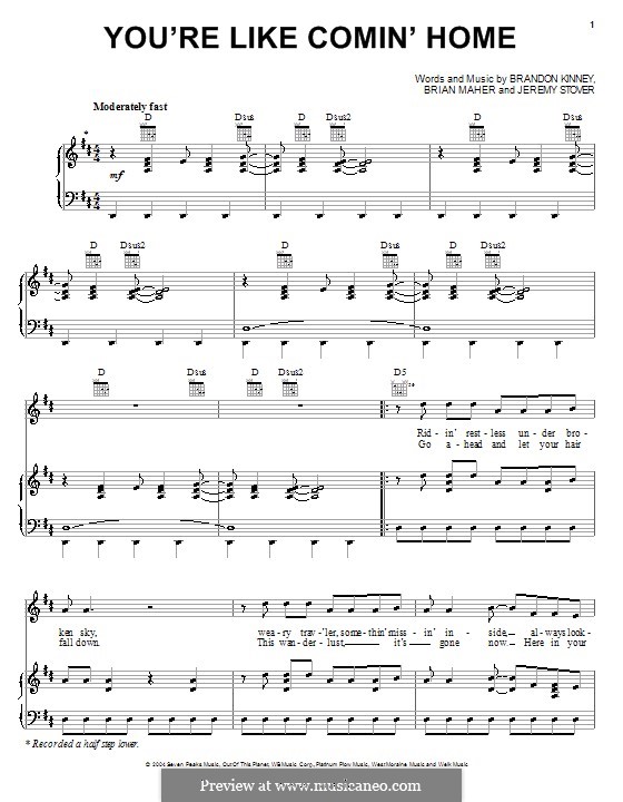 You're Like Comin' Home by B. Kinney, B. Maher, J. Stover on MusicaNeo