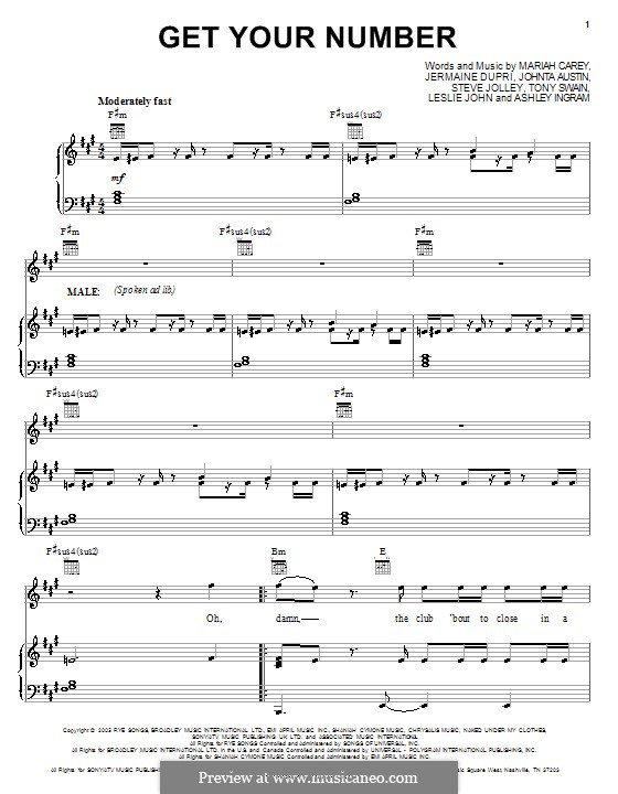 Get Your Number (Mariah Carey) by A. Ingram, J. Dupri, J. Austin, L ...
