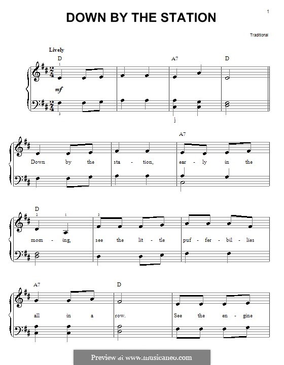 Down By the Station by folklore - sheet music on MusicaNeo