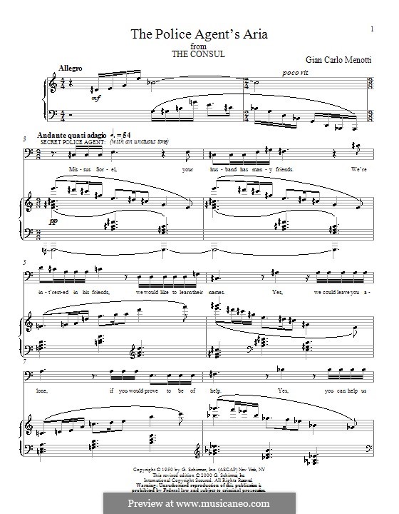 The Consul by G.C. Menotti - sheet music on MusicaNeo