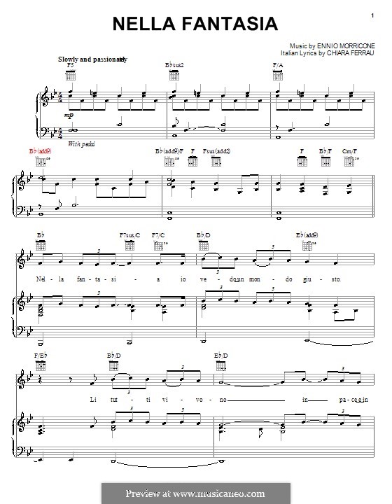 Nella Fantasia by E. Morricone - sheet music on MusicaNeo Nella Fantasia by E. Morricone - sheet music on MusicaNeo