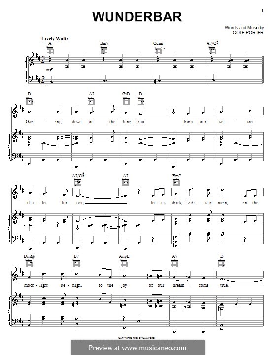 Wunderbar by C. Porter - sheet music on MusicaNeo