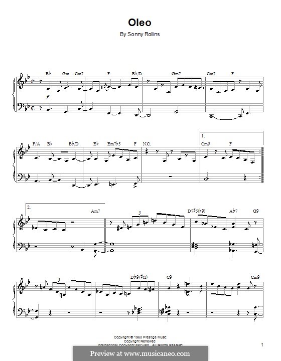 Oleo by S. Rollins - sheet music on MusicaNeo