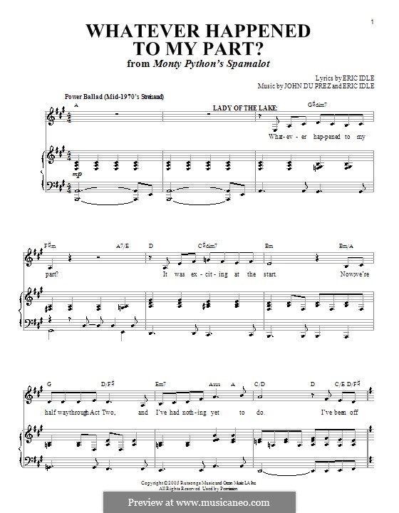 Whatever Happened to My Part? (from Monty Python's Spamalot) by E. Idle ...