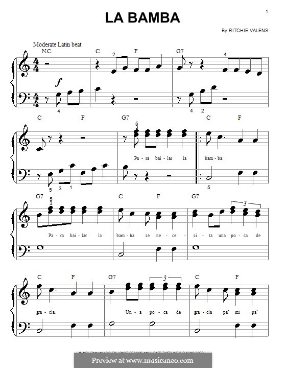 La Bamba (Los Lobos) by R. Valens - sheet music on MusicaNeo