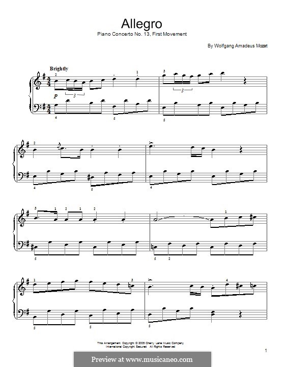 Allegro in G Major by W.A. Mozart - sheet music on MusicaNeo