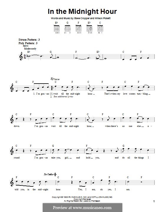 In the Midnight Hour by S. Cropper, W. Pickett - sheet music on MusicaNeo
