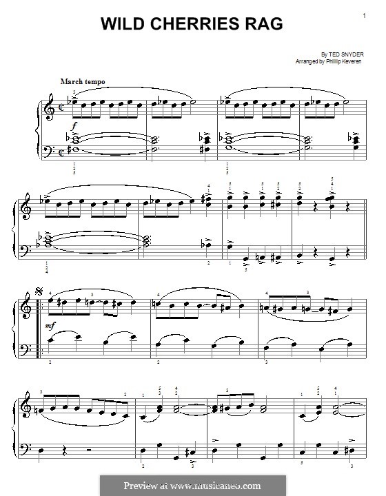 Wild Cherries Rag by T. Snyder - sheet music on MusicaNeo