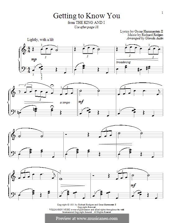 Getting to Know You (from The King and I) by R. Rodgers on MusicaNeo