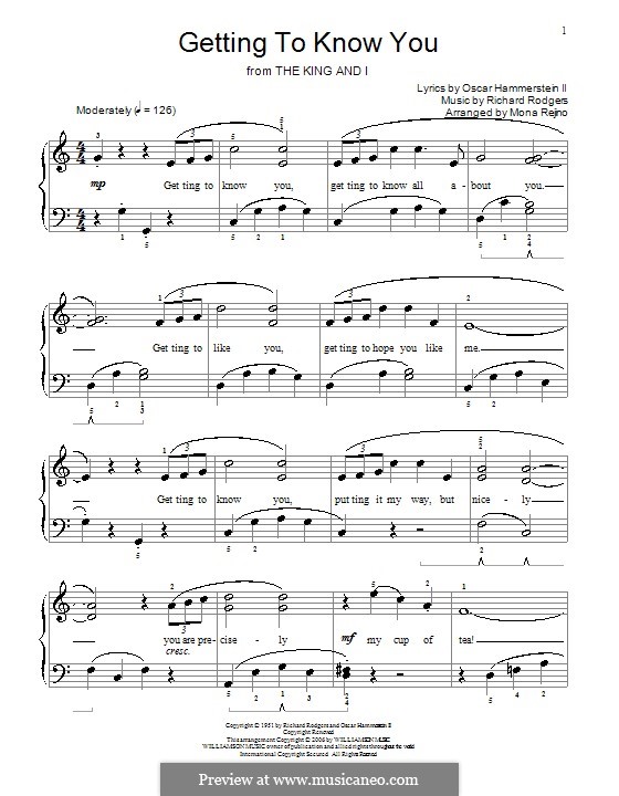 Getting to Know You (from The King and I) by R. Rodgers on MusicaNeo