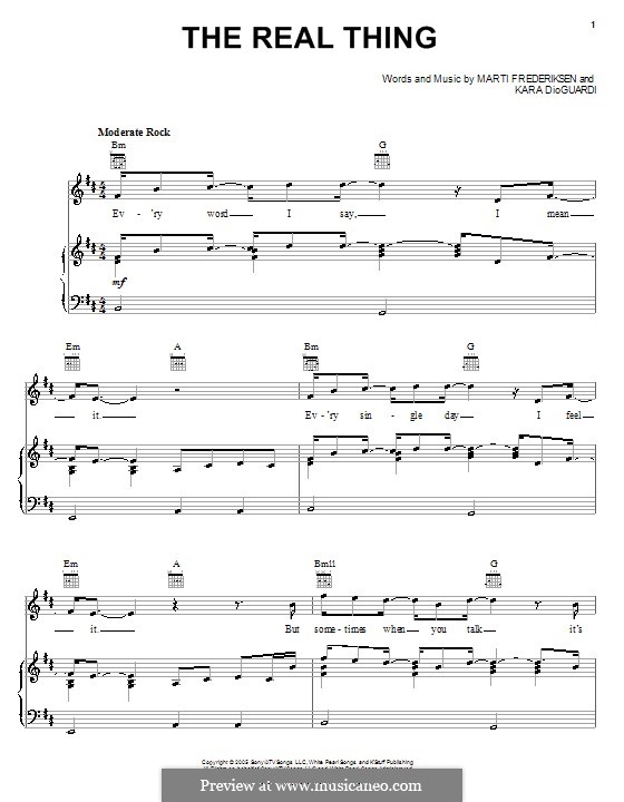 The Real Thing (Bo Bice) by M. Frederiksen - sheet music on MusicaNeo