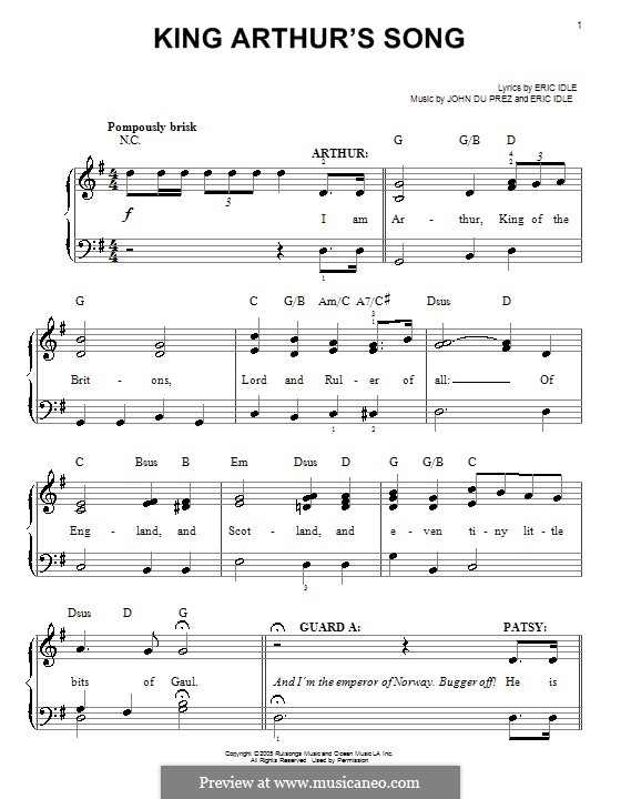 King Arthur's Song (from Monty Python's Spamalot) by E. Idle, J.D. Prez ...